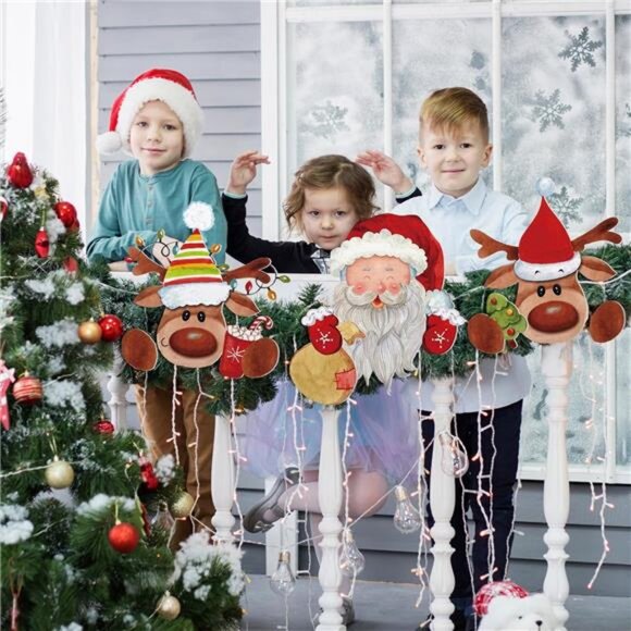 Holiday | 5 Pcs Christmas Fence Peeker Decoration Peeking Garden Yard ...